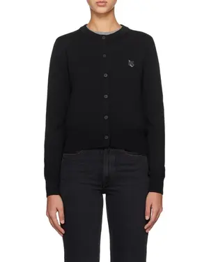 Maison Kitsuné Fox Head Embroidered Knitted Cardigan