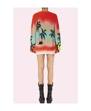 BARROW Plam Tree Graphic Intarsia Crewneck Sweater