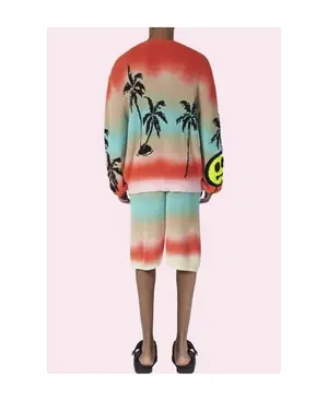 BARROW Plam Tree Graphic Intarsia Crewneck Sweater