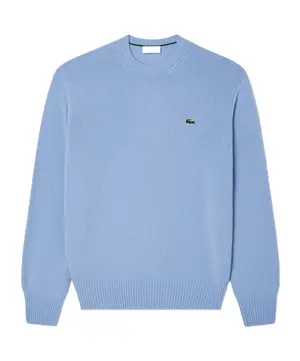 Lacoste Ribbed Crewneck Knitwear - Blue