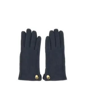 GIANNI CHIARINI Logo Rivet Suede Gloves - Black