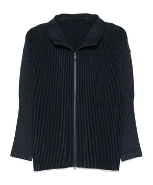 Issey Miyake Pleated Zip-front Shirt Jacket - Black