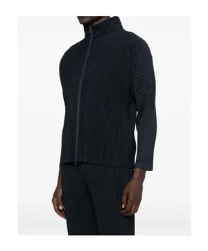 Issey Miyake Homme Plissé Pleated Zip-front Shirt Jacket - Black