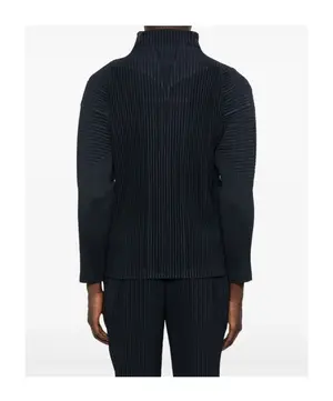 Issey Miyake Homme Plissé Pleated Zip-front Shirt Jacket - Black