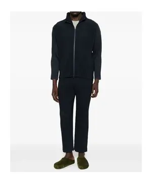Issey Miyake Homme Plissé Pleated Zip-front Shirt Jacket - Black