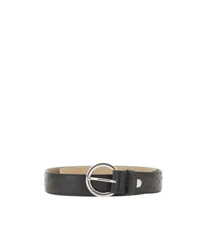 GIANNI CHIARINI Leather Belt With Round Buckle - Black