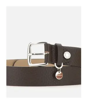 GIANNI CHIARINI Textured Leather Belt With Silver Buckle - Black
