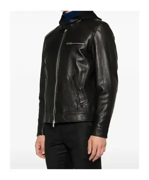 DONDUP Hooded Leather Jacket