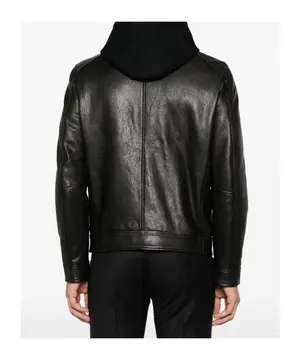 DONDUP Hooded Leather Jacket