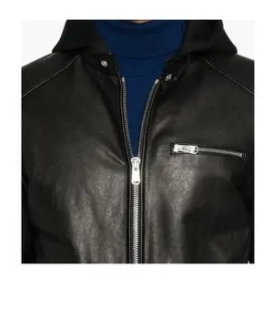 DONDUP Hooded Leather Jacket