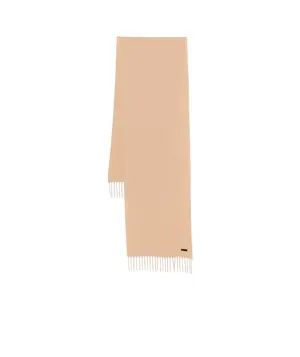 Hugo Boss Logo-patch Fringed Scarf - Beige