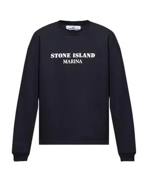 Stone Island Logo-print Cotton Sweatshirt - Blue