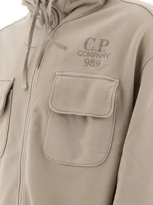 C.P. COMPANY Brushed And Emerized Diagonal Fleece Hooded Utility Sweatshirt