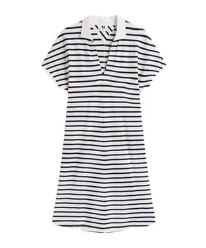 Tommy Hilfiger Fit And Flare Midi Polo Dress - Breton/ Ecu/ Dark Blue