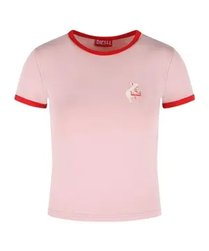 DIESEL® Logo Printed Crewneck T-shirt - Pink