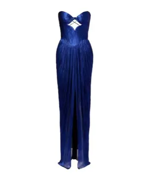 MARIA LUCIA HOHAN Stephanie Silk Tulle Bustier Gown - Blue