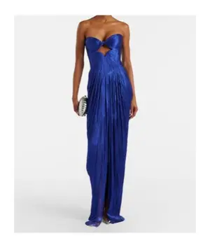 MARIA LUCIA HOHAN Stephanie Silk Tulle Bustier Gown - Blue