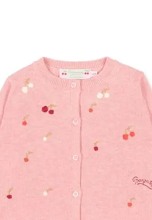 Bonpoint Claudie Hand-embroidered Cherries Cardigan