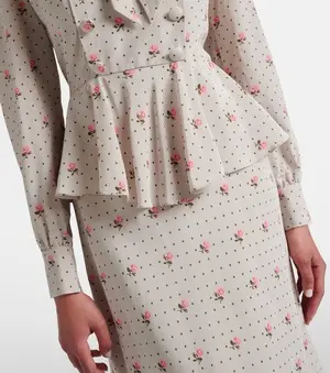 Alessandra Rich Floral Polka Dot Silk Maxi Dress