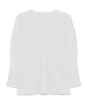 Issey Miyake Homme Plissé Pleated V-neck Cardigan - White