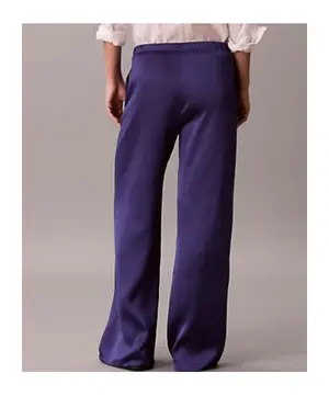 Calvin Klein Hammered Satin Textured Wide Leg Trousers