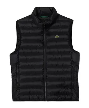 Lacoste Quilted Stand Collar Puffer Gilet - Black