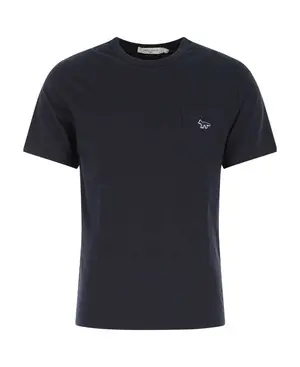 Maison Kitsuné Logo Embroidered Crewneck T-shirt - Black