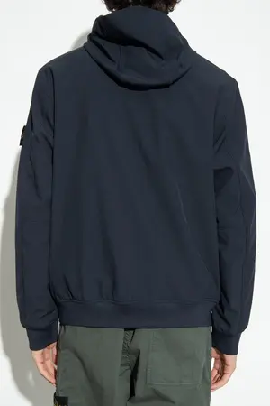 Stone Island Hooded Zip-up Jacket With Ribbed Trim