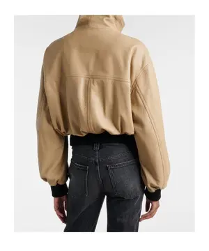 Nour Hammour Briar Cropped Leather Blouson Jacket
