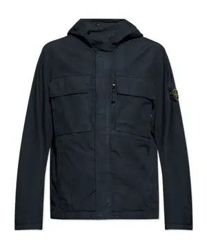 Stone Island Hooded Patch-pocket Jacket - Blue