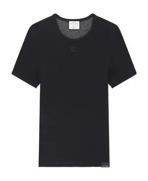 COURREGES Courrèges Logo Patch Mesh T-shirt - Black