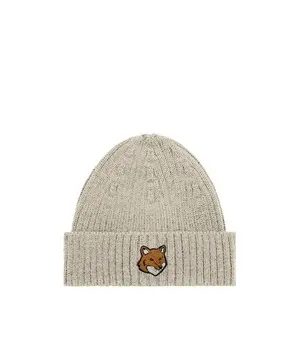Maison Kitsuné Maison Kitsun Fox Head Beanie - Paper