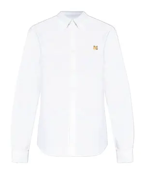 Maison Kitsuné Fox Head Embroidered Long-sleeved Shirt - White