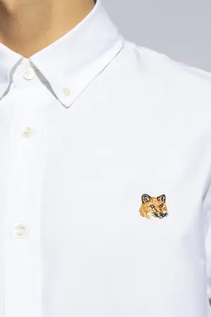 Maison Kitsuné Fox Head Embroidered Long-sleeved Shirt