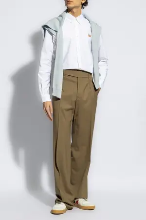 Maison Kitsuné Fox Head Embroidered Long-sleeved Shirt