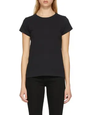 RAG  BONE Logo Round Collar Short-sleeved T-shirt - Black