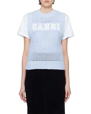 GANNI Logo Intarsia Knitted Vest