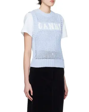 GANNI Logo Intarsia Knitted Vest