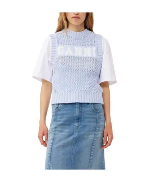 GANNI Logo Intarsia Knitted Vest
