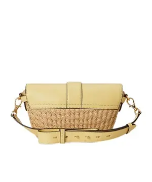 Ralph Lauren Small Lynden Straw-leather Shoulder Bag