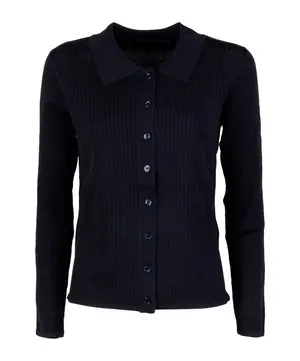Seventy Ribbed-knit Cardigan - Navy Blue