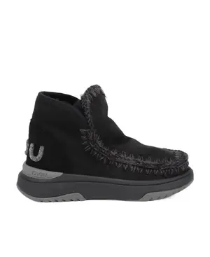 Mou Eskimo Logo-glitter Whipstitch-trim Boots - Black