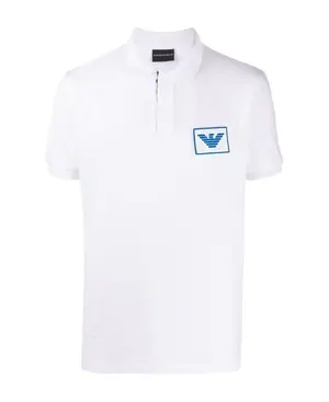 Emporio Armani Logo Decal Short-sleeved Polo Shirt - White
