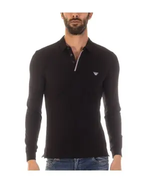 Emporio Armani Long-sleeved Polo Shirt - Black