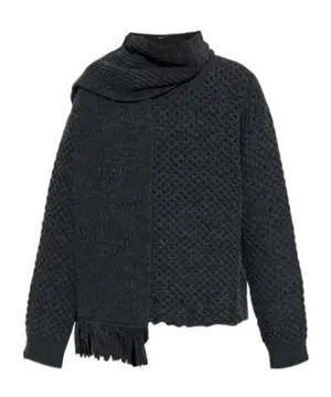 MAISON MARGIELA Fringed Scarf Knitted Pullover