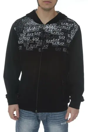 EA7 Logo Zipper Casual Jacket - Black