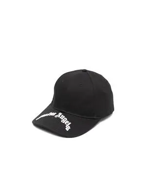 Palm Angels Logo Cotton Baseball Cap - Black
