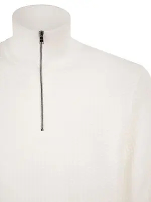 Hugo Boss Textured Half Zip Knitted Sweater