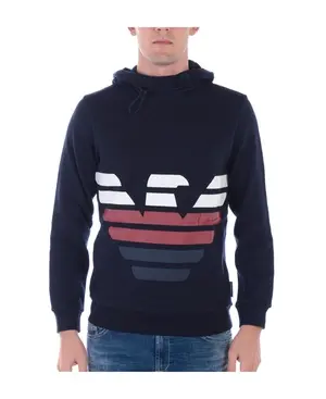 Emporio Armani Logo Hooded Sweater - Black