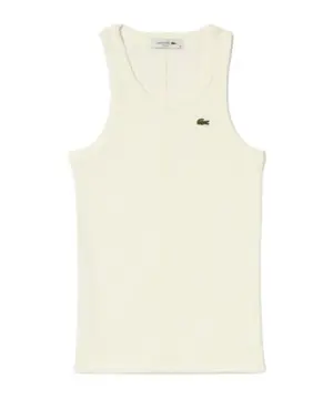 Lacoste Ribbed Tank Top With Embroidered Logo